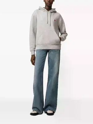 AMI Paris De Coeur Hoodie In Organic Cotton - Grey