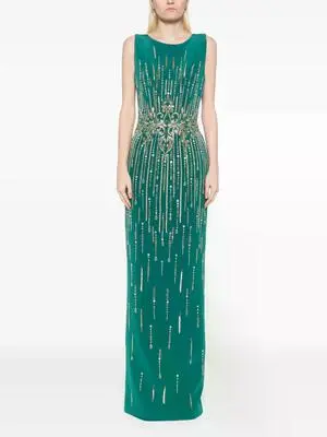 SAIID KOBEISY Beaded Crepe Gown
