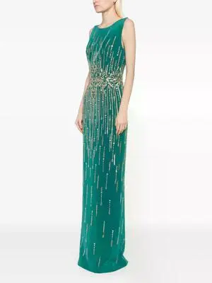 SAIID KOBEISY Beaded Crepe Gown
