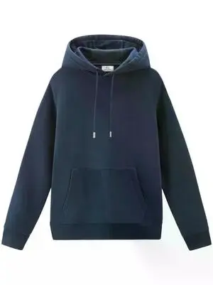 Woolrich Logo-embroidered Cotton Hoodie - Blue