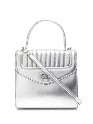 DELAGE Freda Metallic Leather Tote Bag Grey