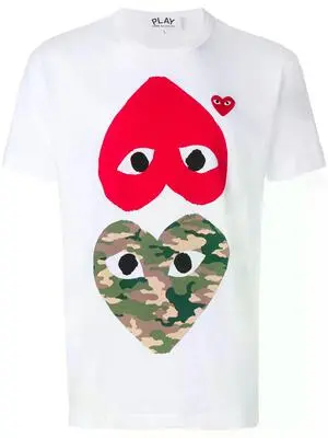 Play Comme Des Garcon Hearts Print T-shirt - White