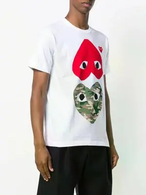 Play Comme Des Garcon Hearts Print T-shirt