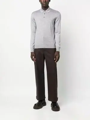 Zegna Cashmere-silk Polo Top - Grey