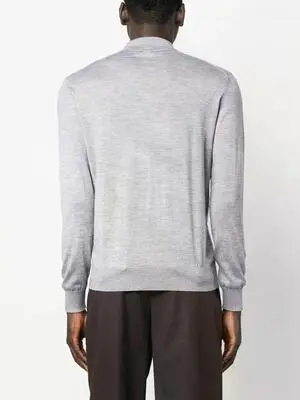 Zegna Cashmere-silk Polo Top - Grey