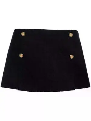Miu Miu Miu Miu Pleated Tweed Mini Skirt Blue