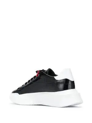 GIULIANO GALIANO And White Crocodile-embossed Leather Sneakers - Black