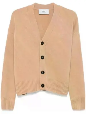 AMI Paris De Coeur Embroidered Cardigan - Neutrals