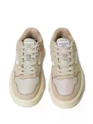 TWINSET Lace-up Perforated Detail Sneakers - Neutrals