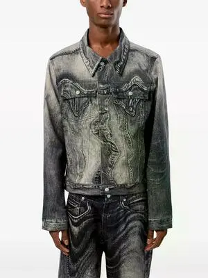 Camper Swirl Print Denim Jacket - Grey