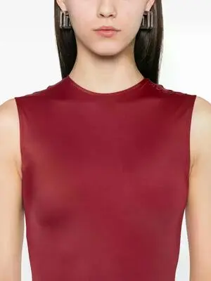 MUGLER Sleeveless Crewneck Bodysuit - Red