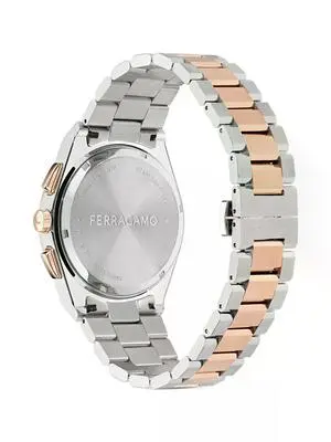 FERRAGAMO Chronograph Watch With Stainless Steel And Rose Gold Link Bracelet