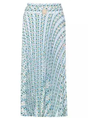 Tory Burch Abstract Print Pleated Maxi Skirt