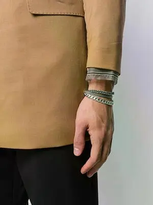 Emanuele Bicocchi Sterling Braid And Chain Bracelet - Silver