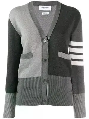 Thom Browne Four-bar V-neck Cardigan - Grey