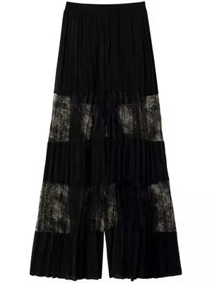 TWINSET Pleated Georgette Trousers With Lace Detailing