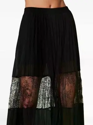 TWINSET Pleated Georgette Trousers With Lace Detailing
