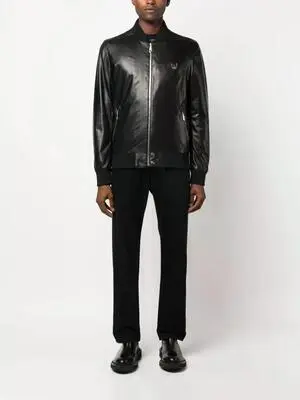 Philipp Plein Skull Leather Bomber Jacket