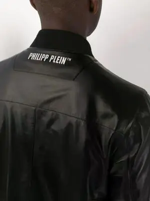Philipp Plein Skull Leather Bomber Jacket