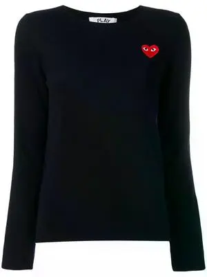 Play Comme Des Garcon Heart Appliqué Crew Neck Sweater - Blue