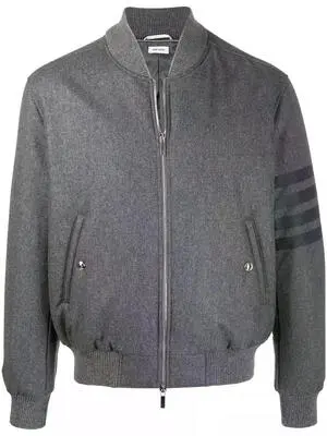 Thom Browne Tonal 4-bar Flannel Bomber Jacket