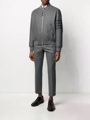 Thom Browne Tonal 4-bar Flannel Bomber Jacket