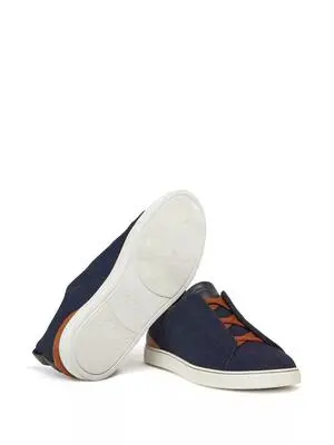 Zegna Triple Stitch Denim Sneakers - Blue