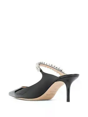 JIMMY CHOO 65mm Patent Leather Mules With Crystal Embellishment - Black