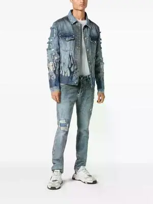Philipp Plein Embellished Denim Jacket - Grey
