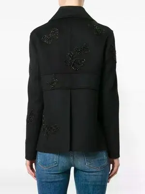 Valentino Garavani Butterfly Embroidered Wool Blend Coat