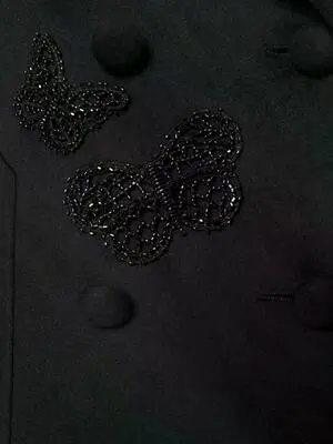 Valentino Garavani Butterfly Embroidered Wool Blend Coat