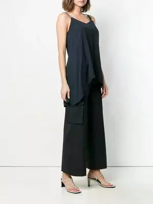 Fabiana Filippi Silk Blend Spaghetti Strap Top With High-low Hem