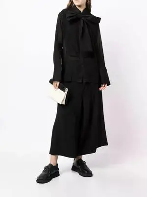 Yohji Yamamoto Pussy-bow Collar Pleated Blouse