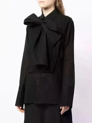 Yohji Yamamoto Pussy-bow Collar Pleated Blouse