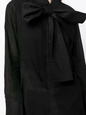 Yohji Yamamoto Pussy-bow Collar Pleated Blouse