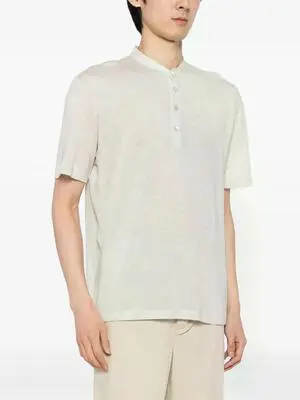 Eleventy Buttoned Linen-cotton T-shirt