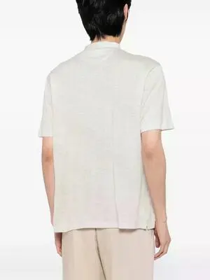Eleventy Buttoned Linen-cotton T-shirt