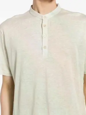 Eleventy Buttoned Linen-cotton T-shirt