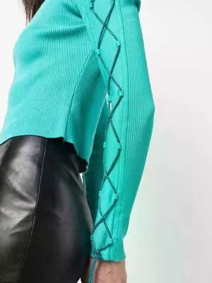 Giuseppe Di Morabito Off-shoulder Ribbed Knit Top With Lace-up Detailing