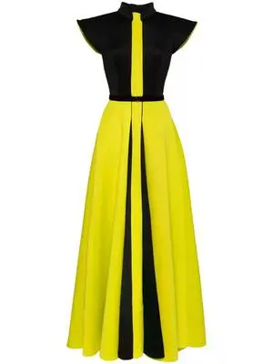 SAIID KOBEISY Neoprene Gown With Contrasting Panels - Yellow