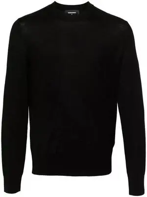 Dsquared2 Virgin Wool Jumper With Embroidered Logo - Black