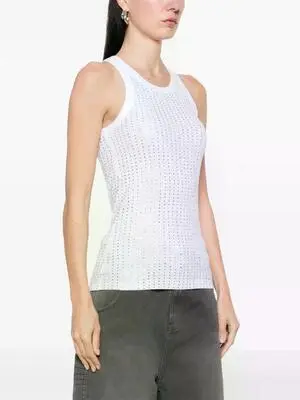 Attico Rhinestone Embellished U-neck Tank Top