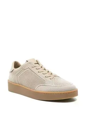 Canali Beige Mesh Lace-up Sneakers
