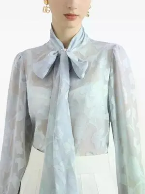Dolce & Gabbana Floral-print Silk Blouse With Tie Detail