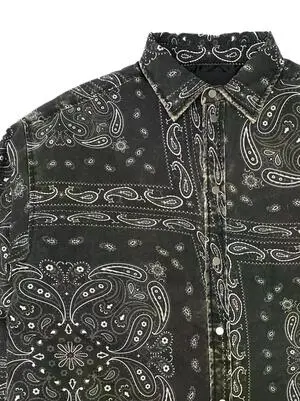 PURPLE BRAND Bandana-print Faded Cotton Shirt - Black
