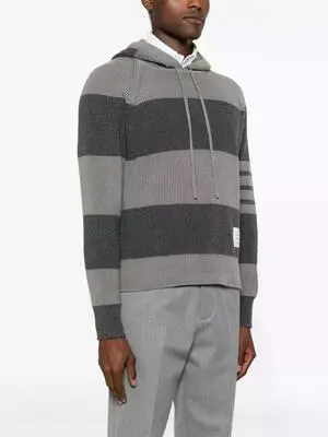 Thom Browne Striped Knitted Hoodie