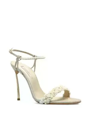 Casadei Pearl Embellished Blade Heel Sandals