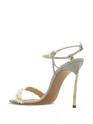 Casadei Pearl Embellished Blade Heel Sandals