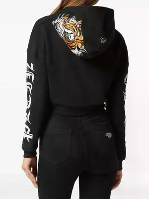 Philipp Plein Cropped Hoodie With Embroidered Motifs