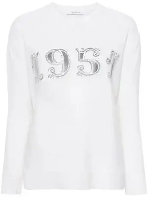 Max Mara Wool-cashmere Blend Crew Neck Sweater With Sequin Embellishment